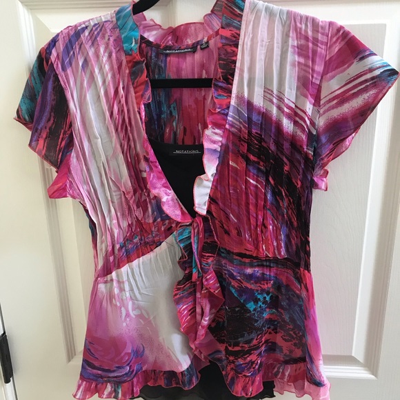 Notations | Tops | Notations Ruffle Tie Front Top With Black Tank ...